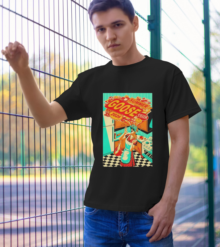 Goose Summer 2026 Tour Retro Kitchen Chaos With Surprised Housewife T-Shirt