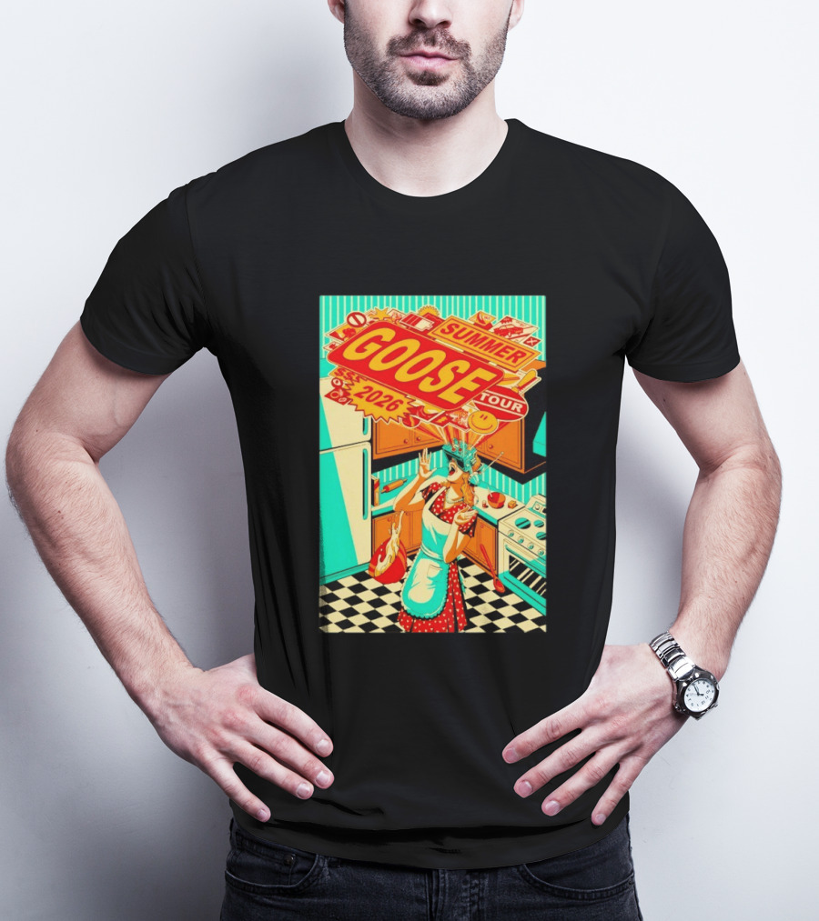 Goose Summer 2026 Tour Retro Kitchen Chaos With Surprised Housewife T-Shirt
