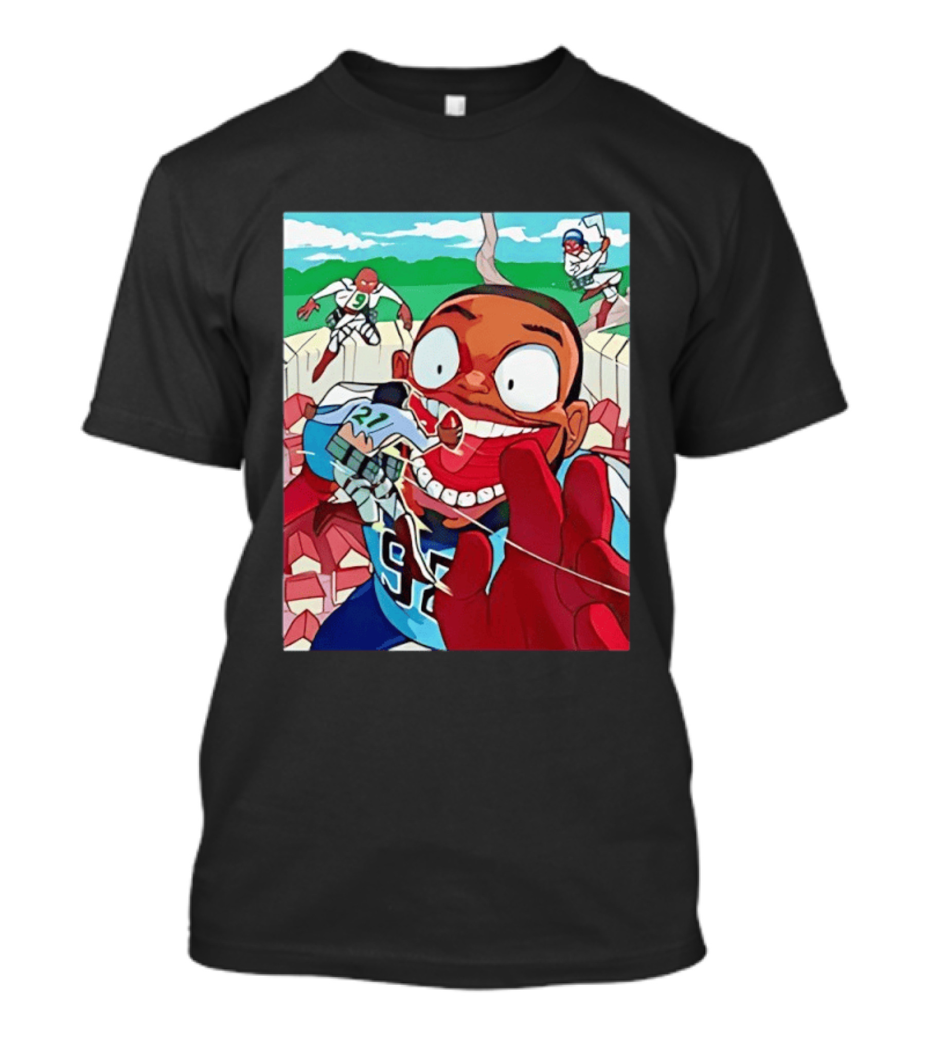 David Wyman 92 Seattle Seahawks Anime Crossover Characters Vibrant Action T-Shirt