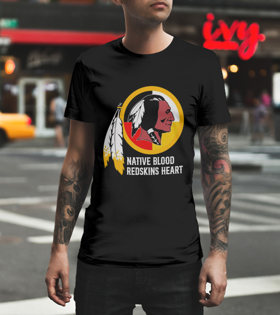 Native Blood Redskins Heart Washington Commanders T-Shirt