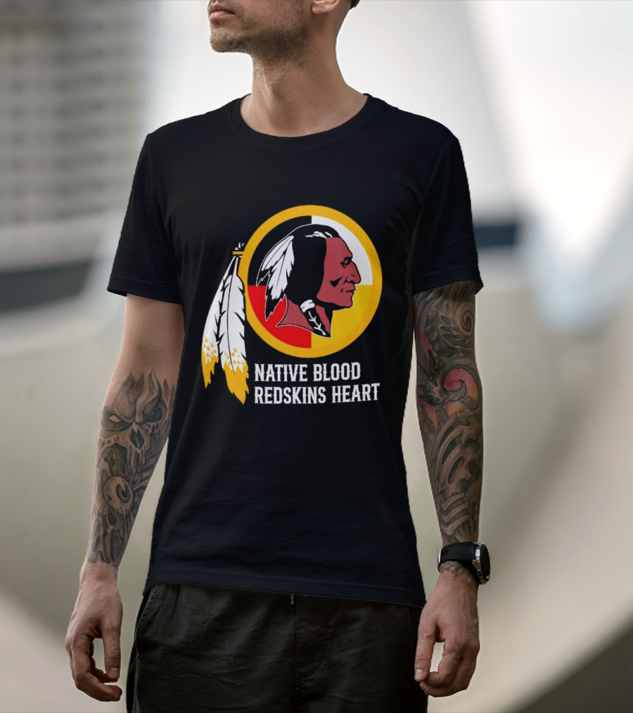 Native Blood Redskins Heart Washington Commanders T-Shirt