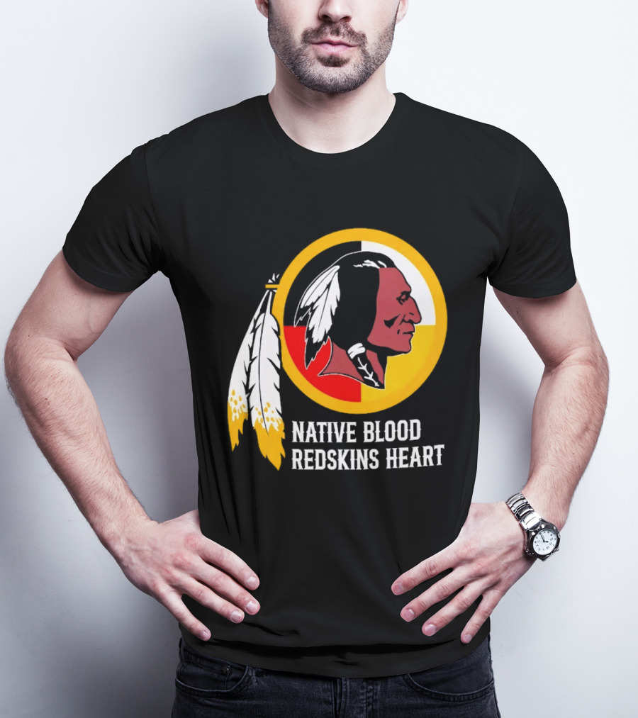 Native Blood Redskins Heart Washington Commanders T-Shirt
