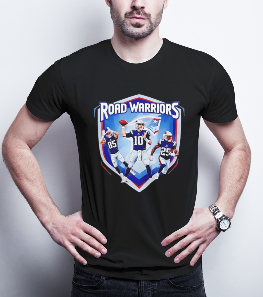 Road Warriors New England Patriots Legends Hunter Henry Marcus Jones Drake Maye T-Shirt