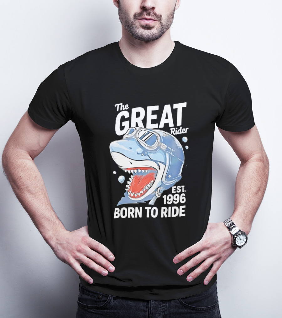 The Great Rider Shark Born To Ride Est. 1996 T-Shirt