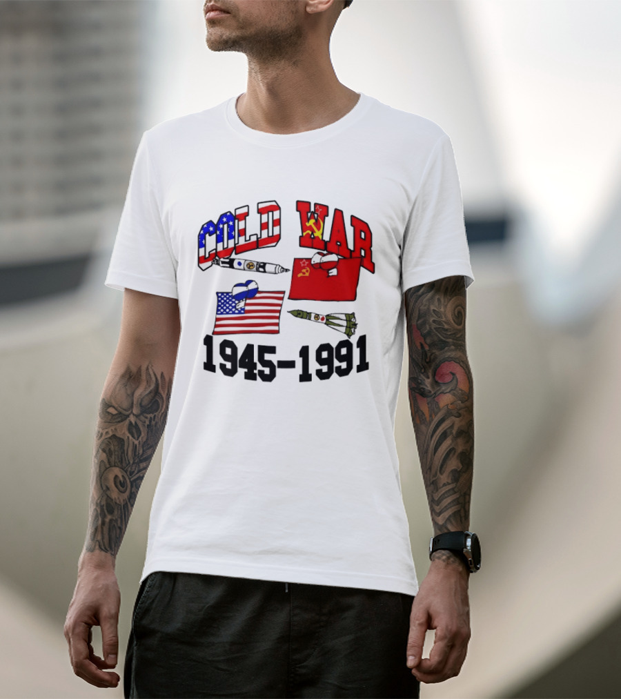 Cold War 1945 1991 American Soviet Rivalry Flags And Rockets T-Shirt