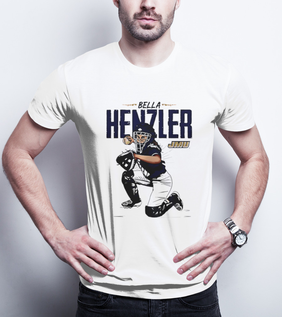 Bella Henzler JMU Dukes Softball Caricature James Madison T-Shirt