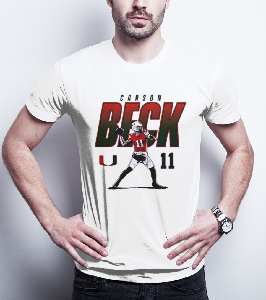 Carson Beck 11 Miami Hurricanes Football NCAA Legends Carrollton Caricature T-Shirt