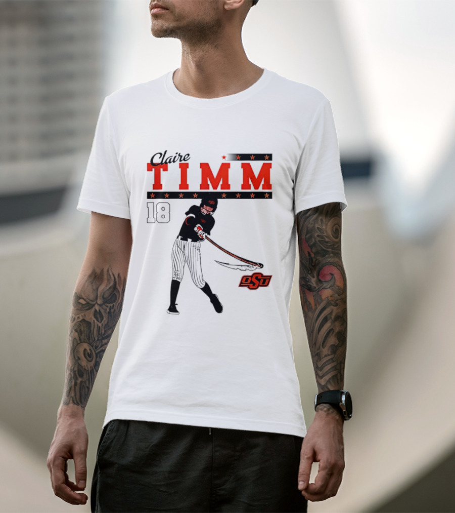 Claire Timm 18 OSU Cowgirls Softball Legend Player Caricature T-Shirt