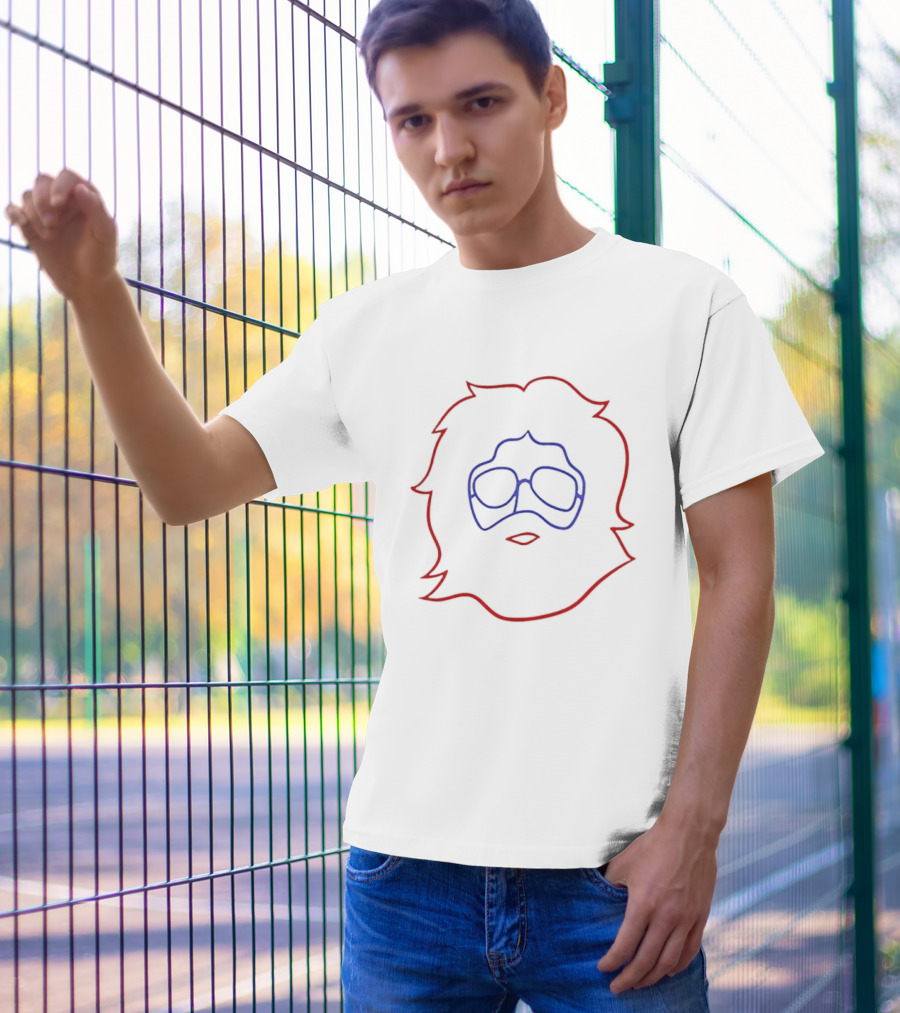 Jerry Garcia Life Coach Iconic Line Art Red Blue T-Shirt