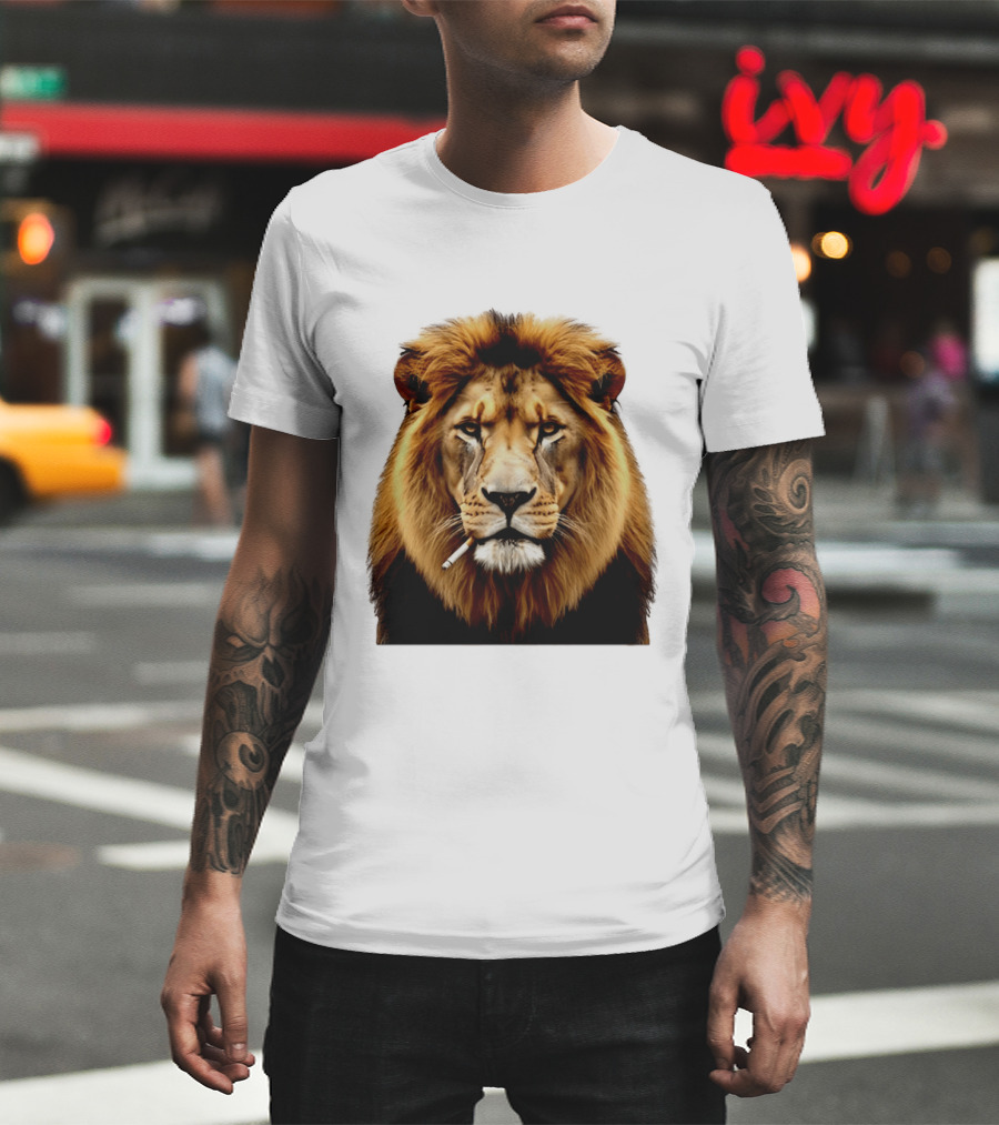 Lion Smoking Cigarette Majestic Wild T-Shirt
