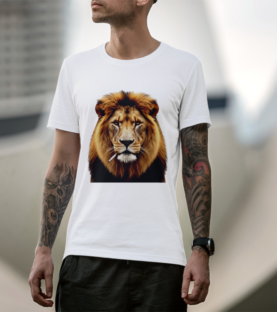 Lion Smoking Cigarette Majestic Wild T-Shirt