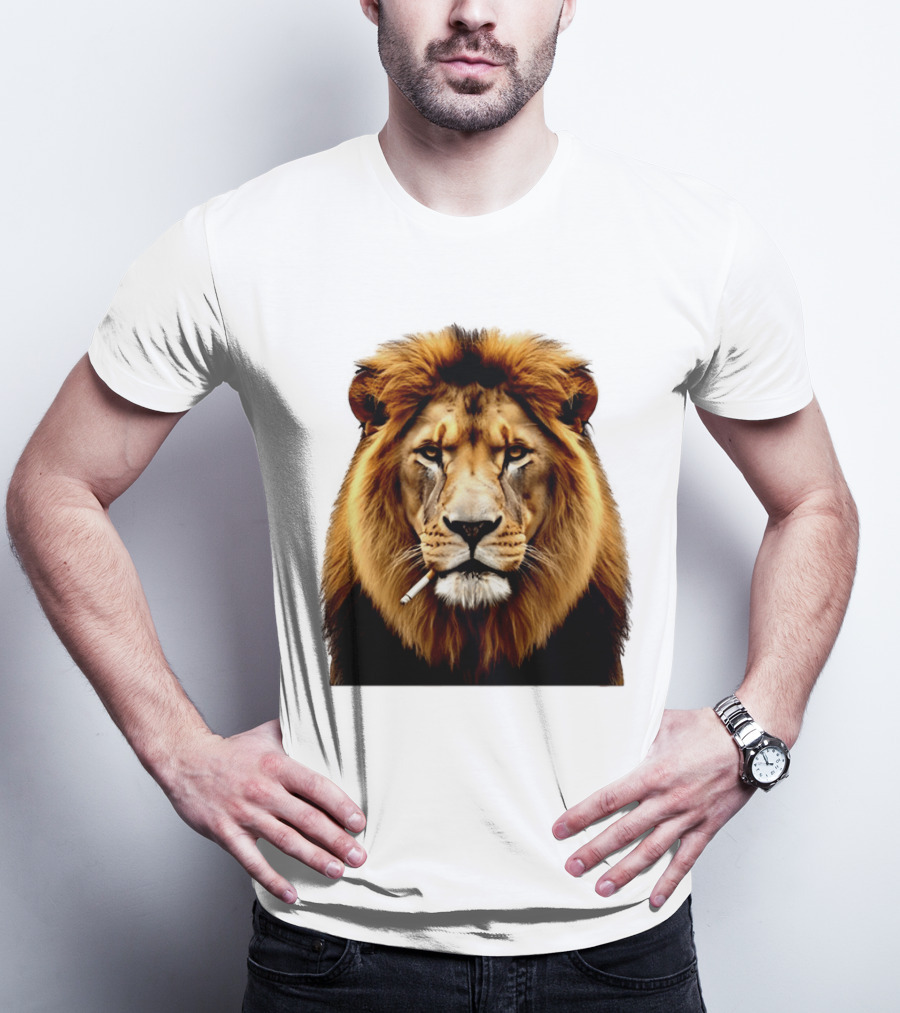 Lion Smoking Cigarette Majestic Wild T-Shirt