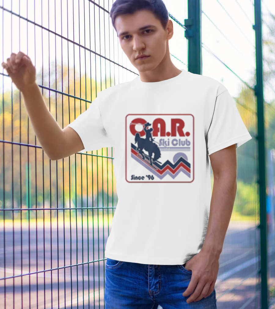 O.A.R. Ski Club Since 1996 Retro Design With Skier And Sun Motif T-Shirt