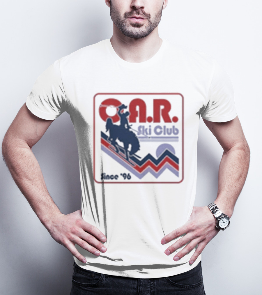 O.A.R. Ski Club Since 1996 Retro Design With Skier And Sun Motif T-Shirt