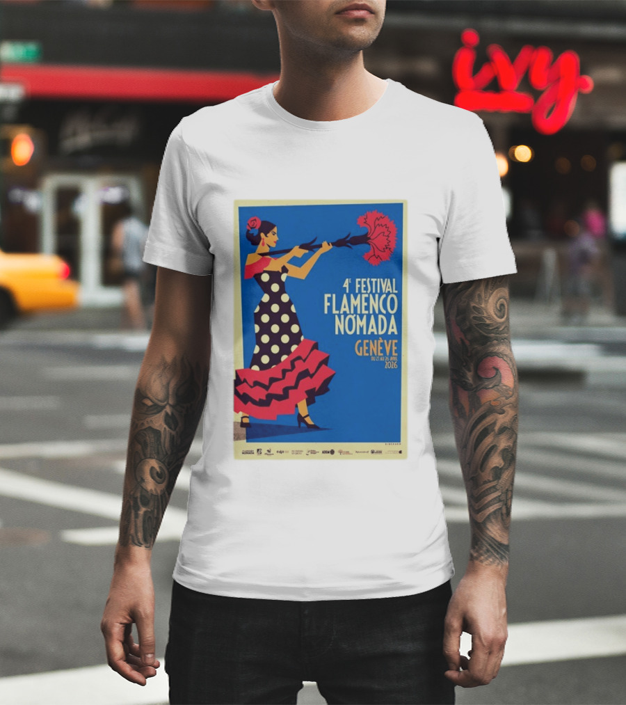 4º Festival Flamenco Nómada Genève 2026 Jan 27 April 26 Flamenco Dancer Polka Dot Dress T-Shirt