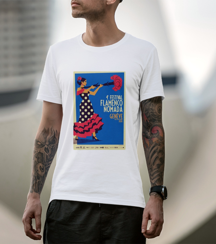 4º Festival Flamenco Nómada Genève 2026 Jan 27 April 26 Flamenco Dancer Polka Dot Dress T-Shirt