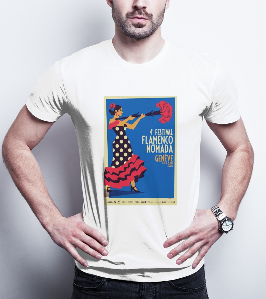 4º Festival Flamenco Nómada Genève 2026 Jan 27 April 26 Flamenco Dancer Polka Dot Dress T-Shirt