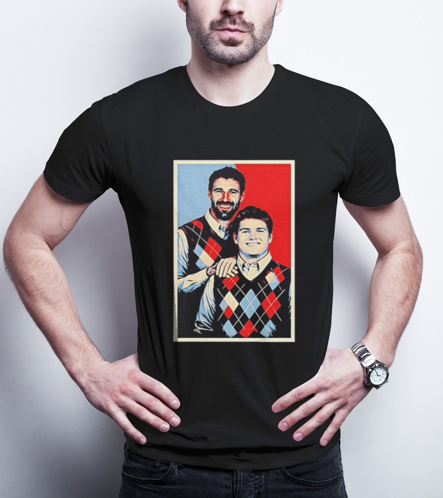 Mike Vrabel Drake Maye New England Patriots Football Hope Iconic Argyle Sweater T-Shirt