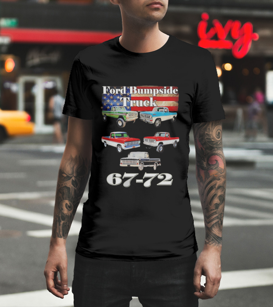 Ford Bumpside Truck 67 72 American Flag Classic Pickup Collection T-Shirt