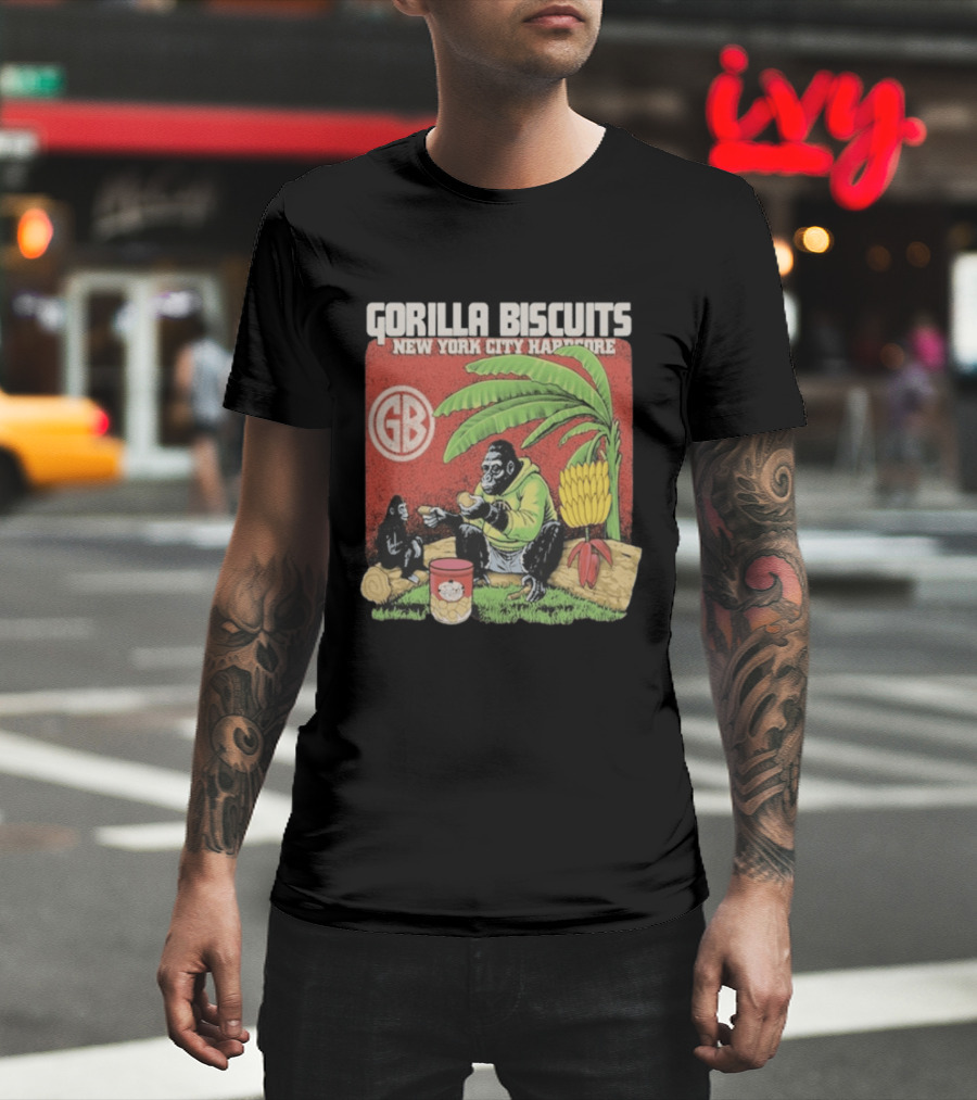 Gorilla Biscuits New York City Hardcore GB Logo Banana Tree Scene T-Shirt