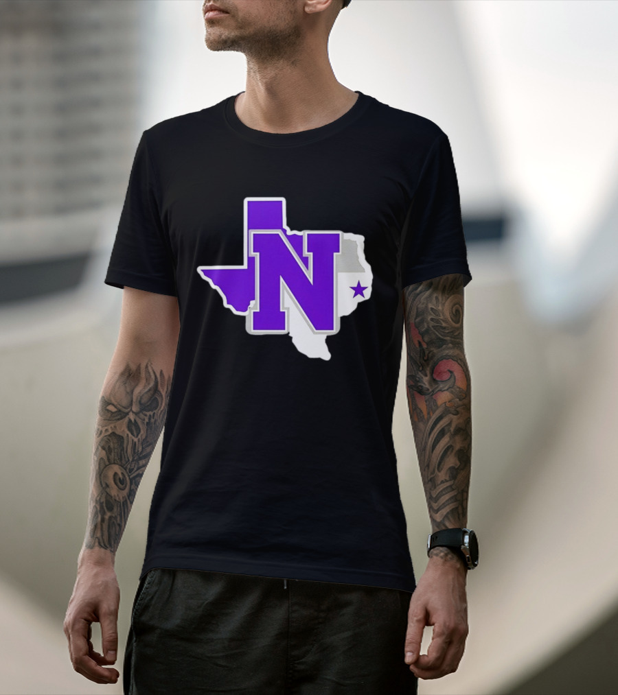 Norton High School Football Texas Map Purple N Star T-Shirt