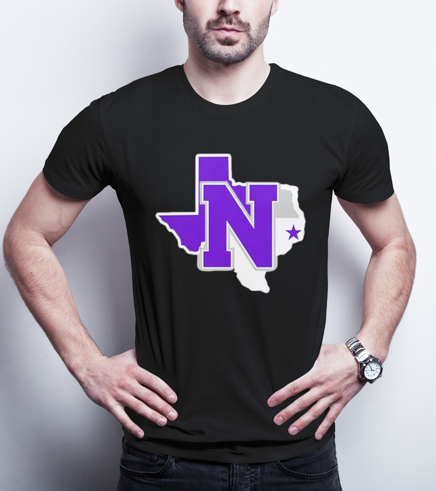 Norton High School Football Texas Map Purple N Star T-Shirt