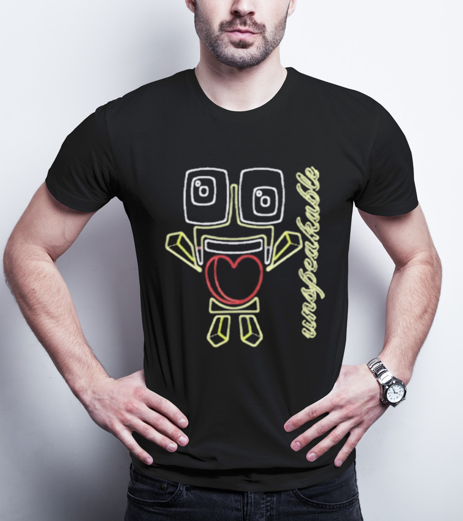 Unspeakable Love Neon Heart Robot Sketch T-Shirt