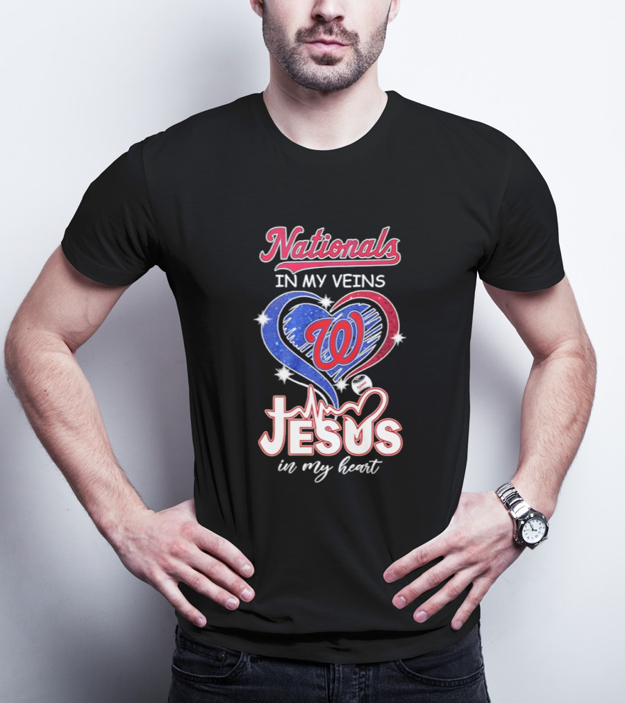 Nationals In My Veins W Heart Jesus In My Heart T-Shirt