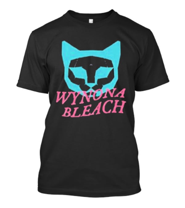 Wynona Bleach Blue Cat Face Pink T-Shirt