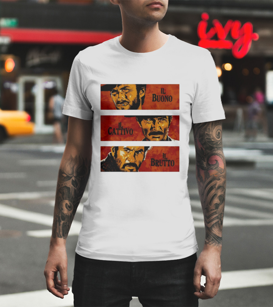 IL Buono IL Brutto IL Cattivo Spaghetti Western Iconic Characters T-Shirt