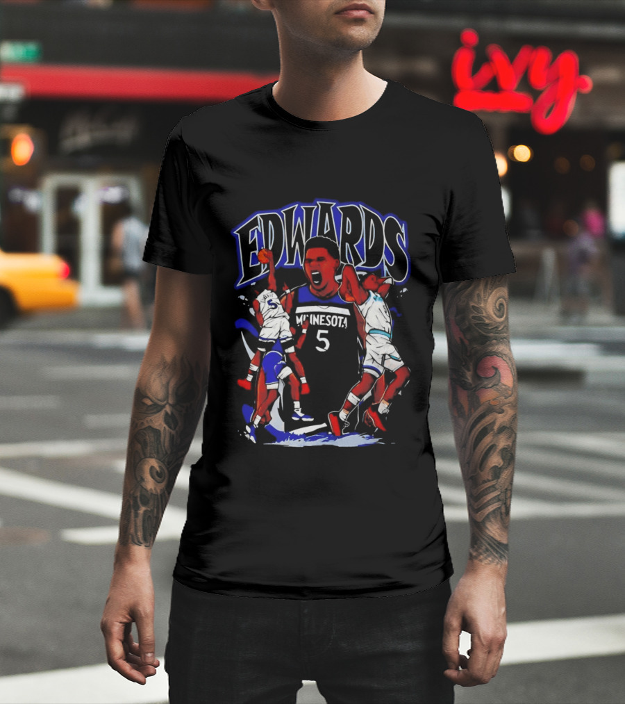 Edwards Minnesota 5 Anime Basketball Sports T-Shirt