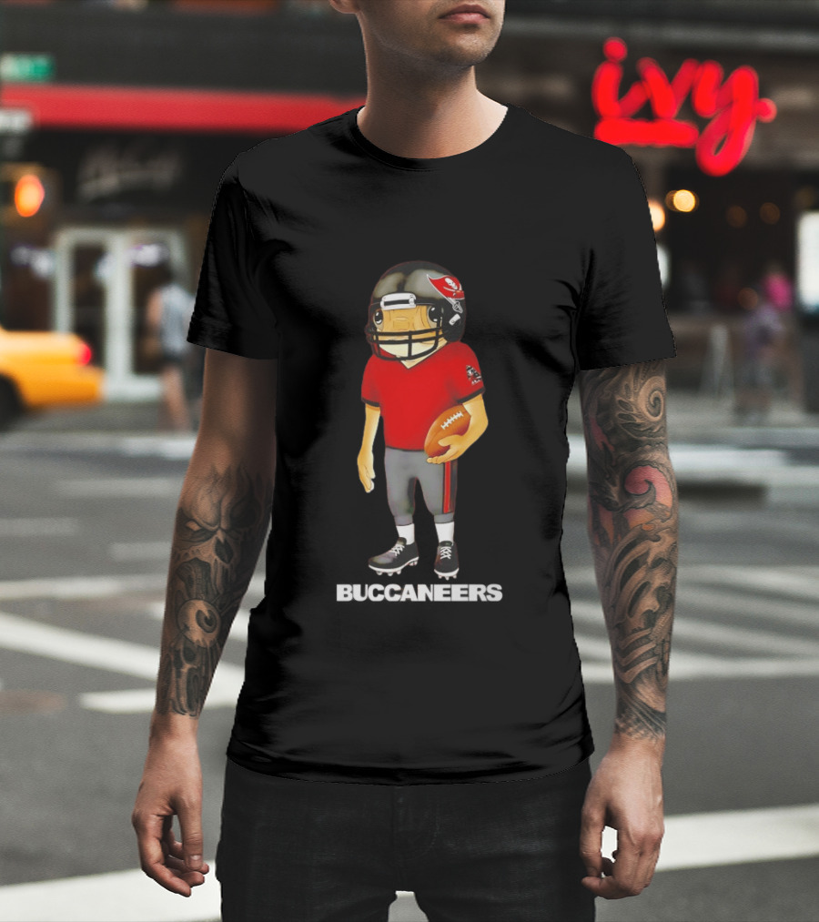 Bad Bunny X Tampa Bay Buccaneers Football Character With Helmet And Jersey T-Shirt