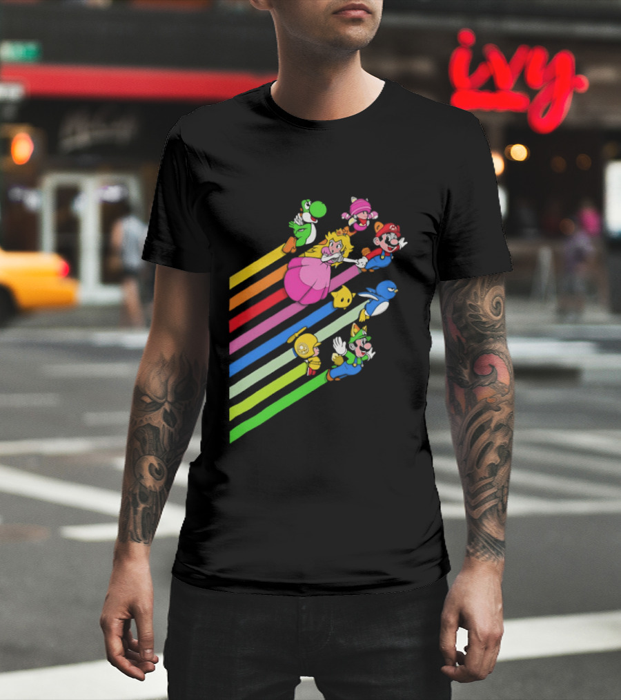 Super Mario Yoshi Princess Peach Rainbow Flight Adventure T-Shirt