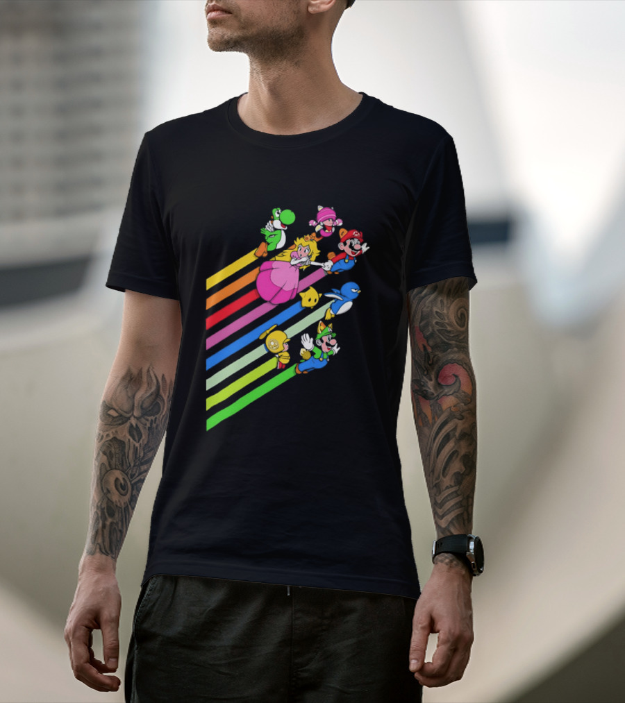 Super Mario Yoshi Princess Peach Rainbow Flight Adventure T-Shirt
