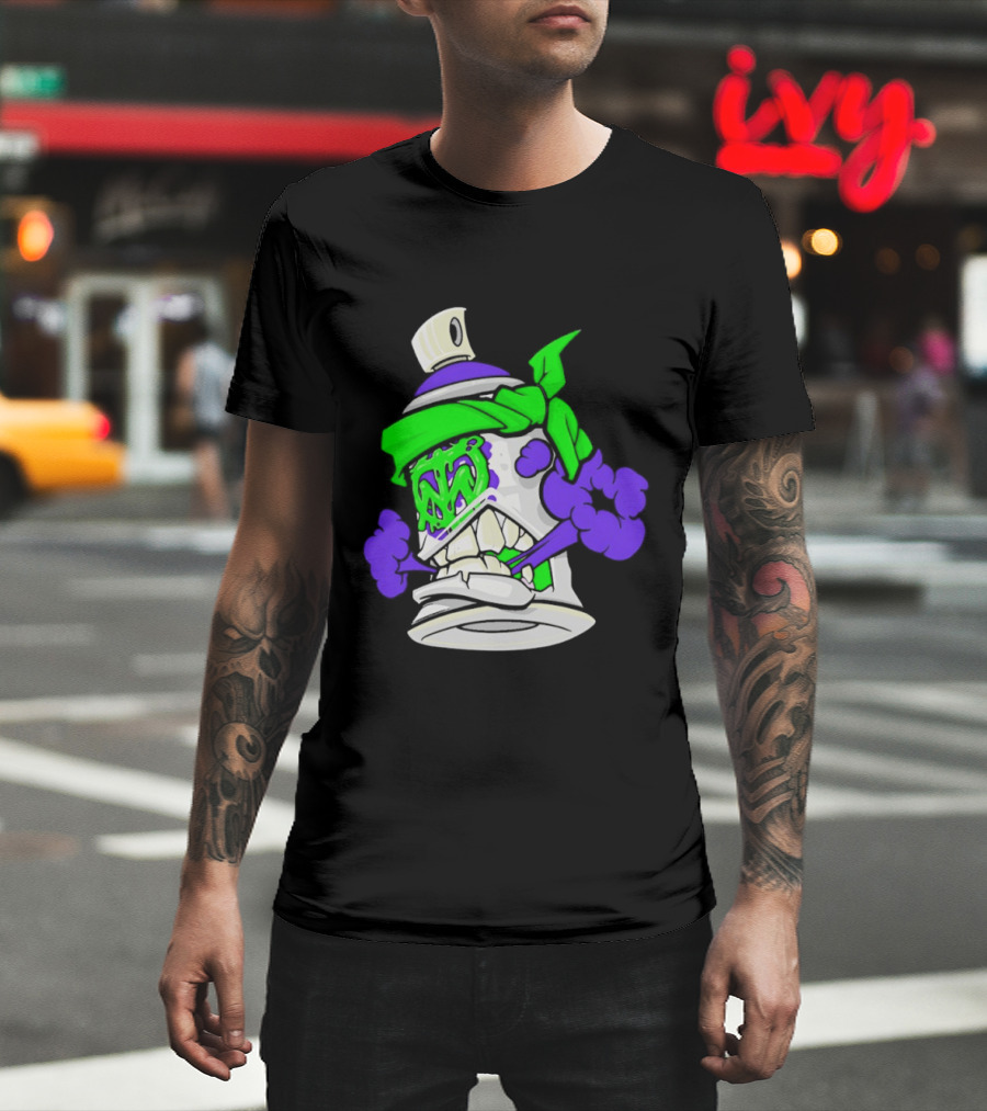 Trey Miguel Graffiti Spray Paint Can Cartoon Bandana T-Shirt