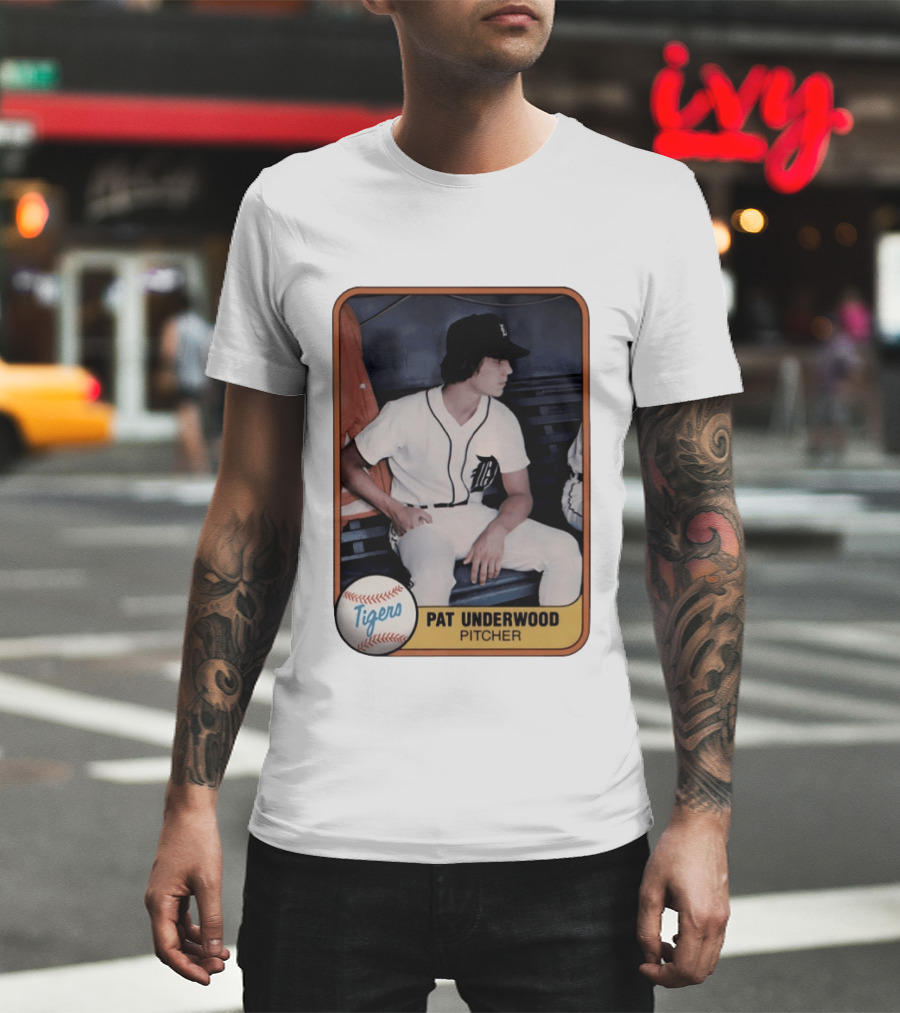 Tigers Pat Underwood Pitcher Baseball Card T-Shirt