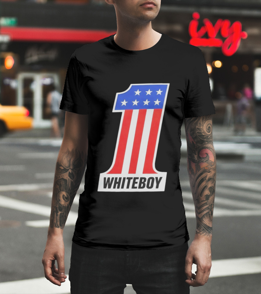 Number 1 Whiteboy Stars Stripes USA Flag T-Shirt