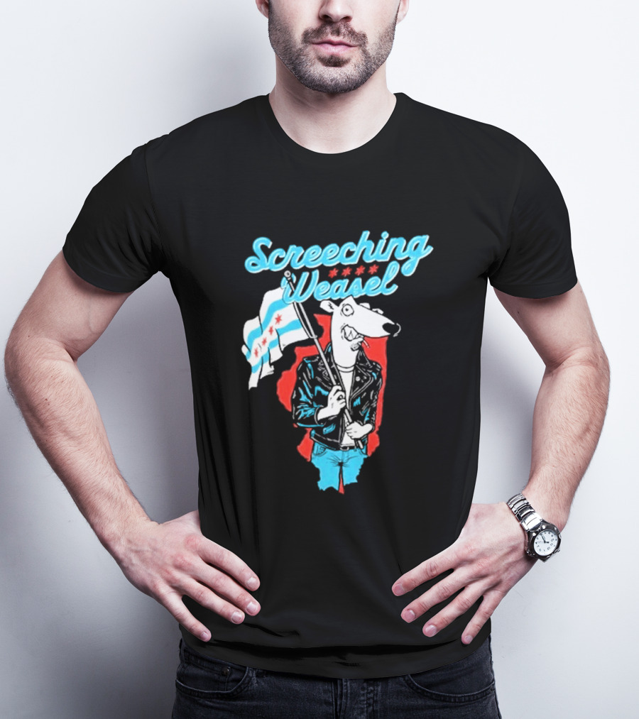 Screeching Weasel Chicago Flag Punk T-Shirt
