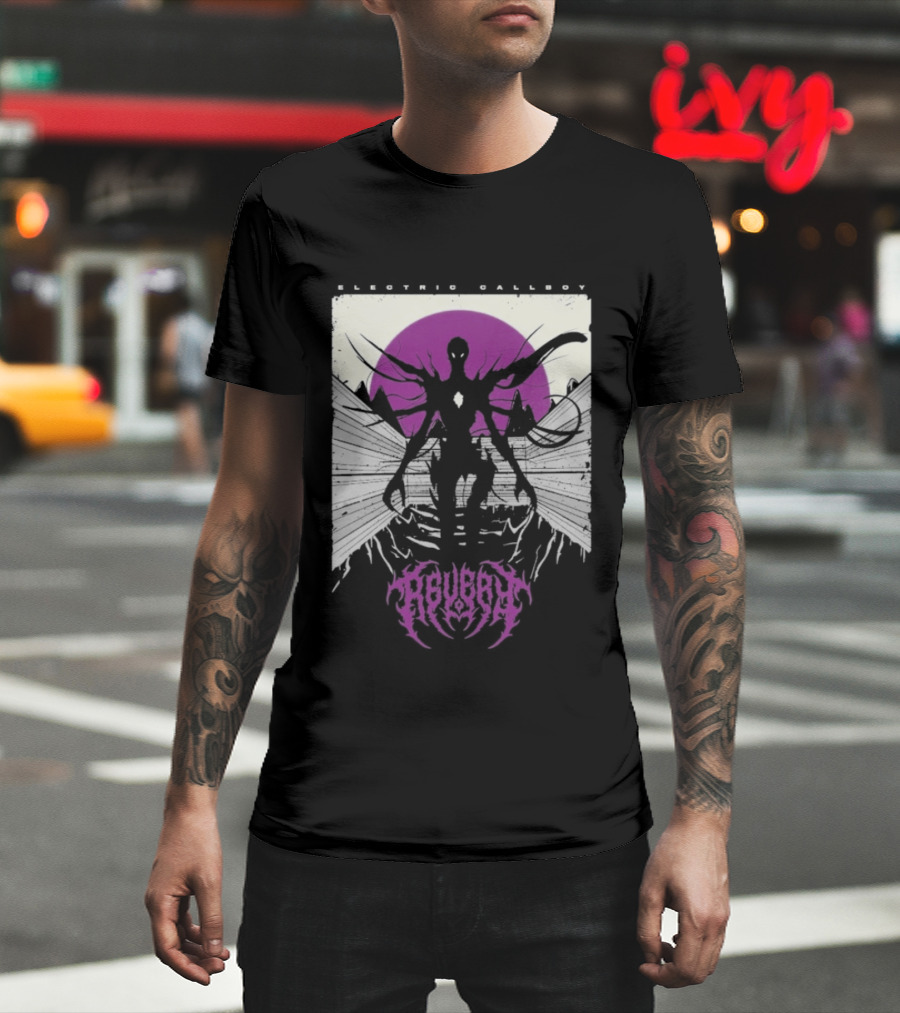 Electric Callboy Revery Creature Monster Skeleton Neon Pink Sunburst T-Shirt
