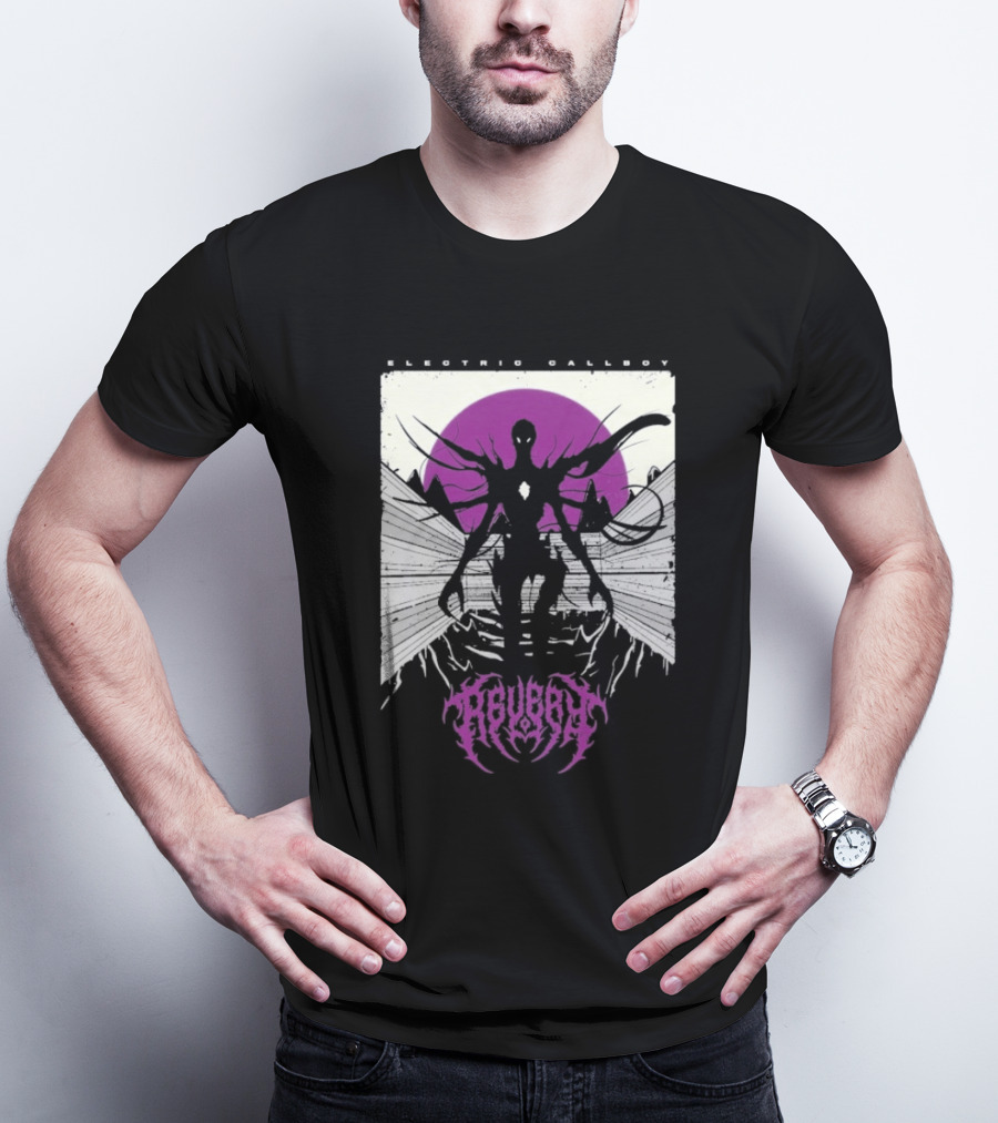 Electric Callboy Revery Creature Monster Skeleton Neon Pink Sunburst T-Shirt