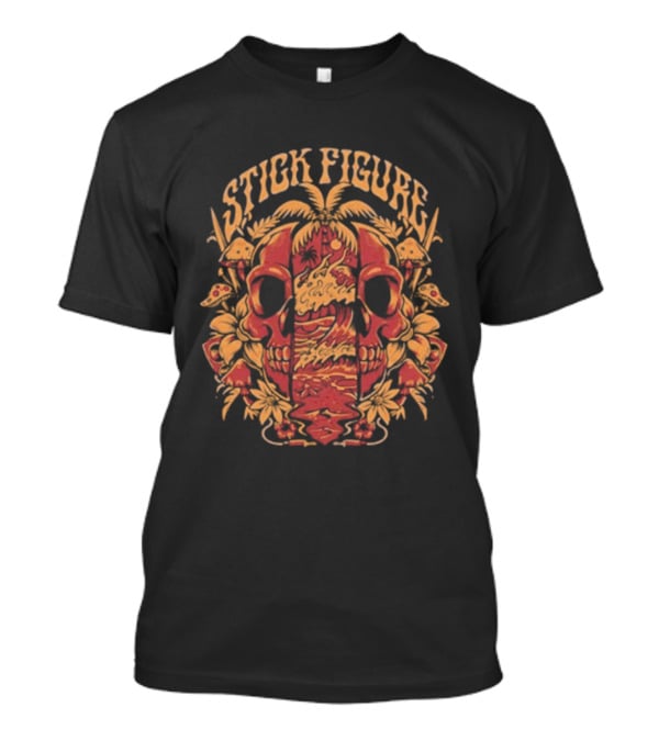 Stick Figure Lucid Coast Skull Palm Tree Fusion T-Shirt