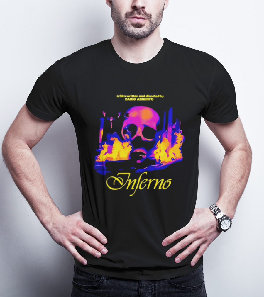 Inferno 80s Horror Skull Flames Psychedelic T-Shirt