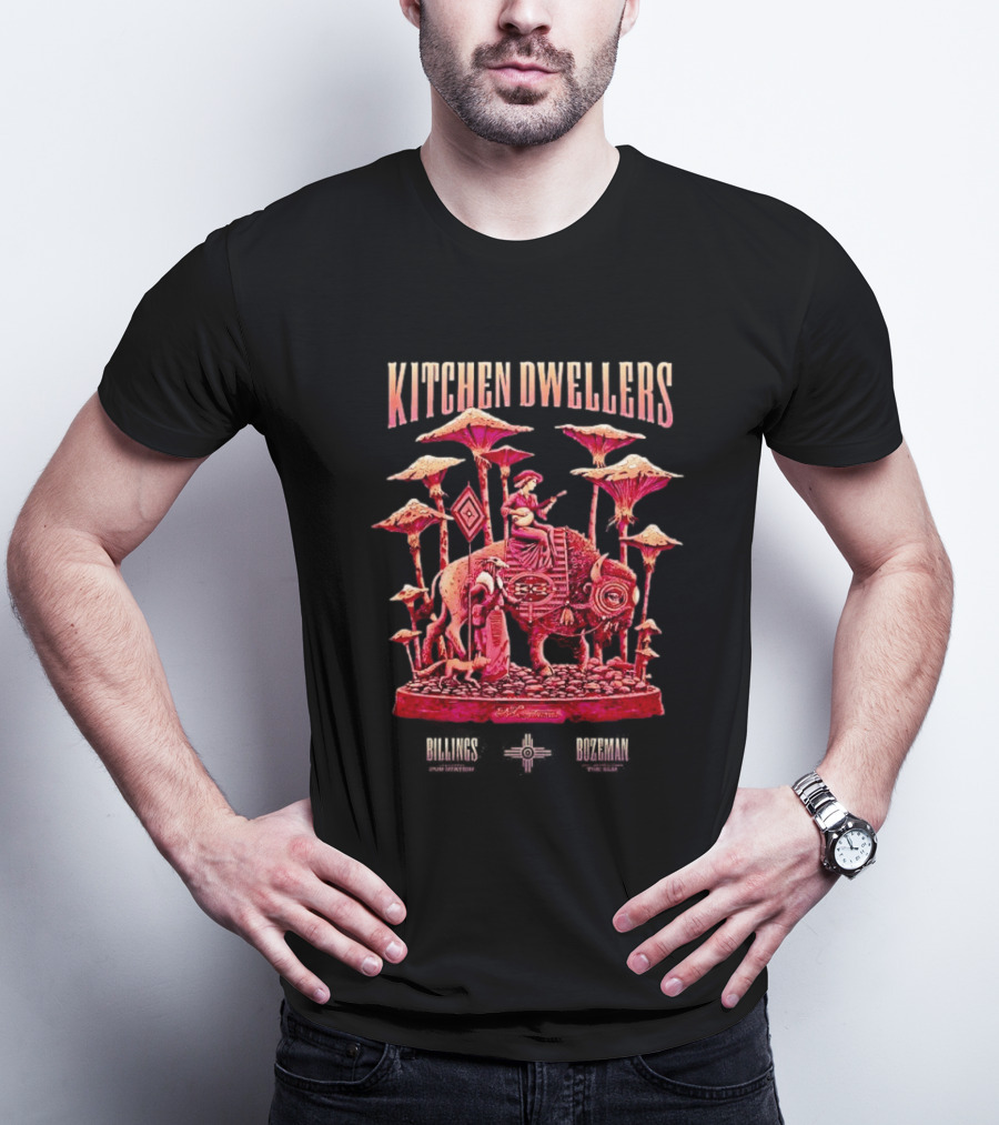 Kitchen Dwellers Billings MT January 29 2026 Tour Buffalo Rider And Mushrooms T-Shirt