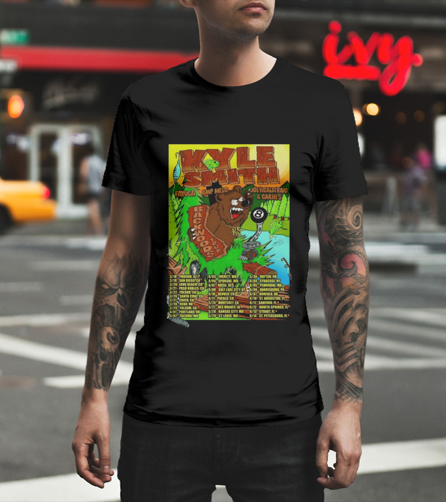 Kyle Smith Backwoods Tour 2026 Fayuca Amp Melo JoeyCalderao & Carlie's Dates Locations Bear Eight Ball T-Shirt