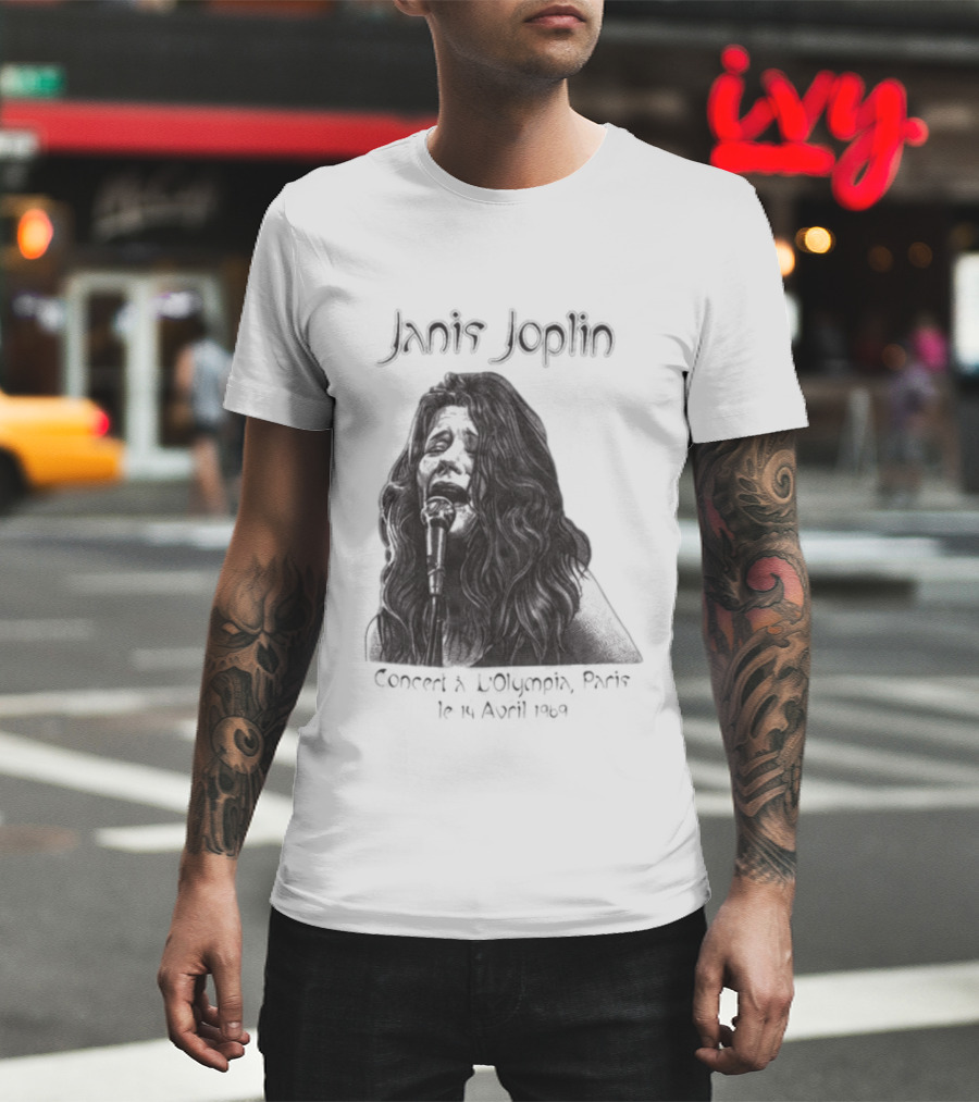 Janis Joplin Olympia Paris Concert Live Performance 1970s T-Shirt