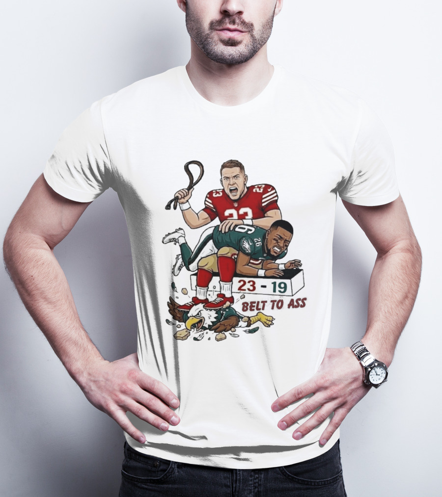 Christian Mccaffrey Belt To Ass 23 19 NFL Rivalry T-Shirt