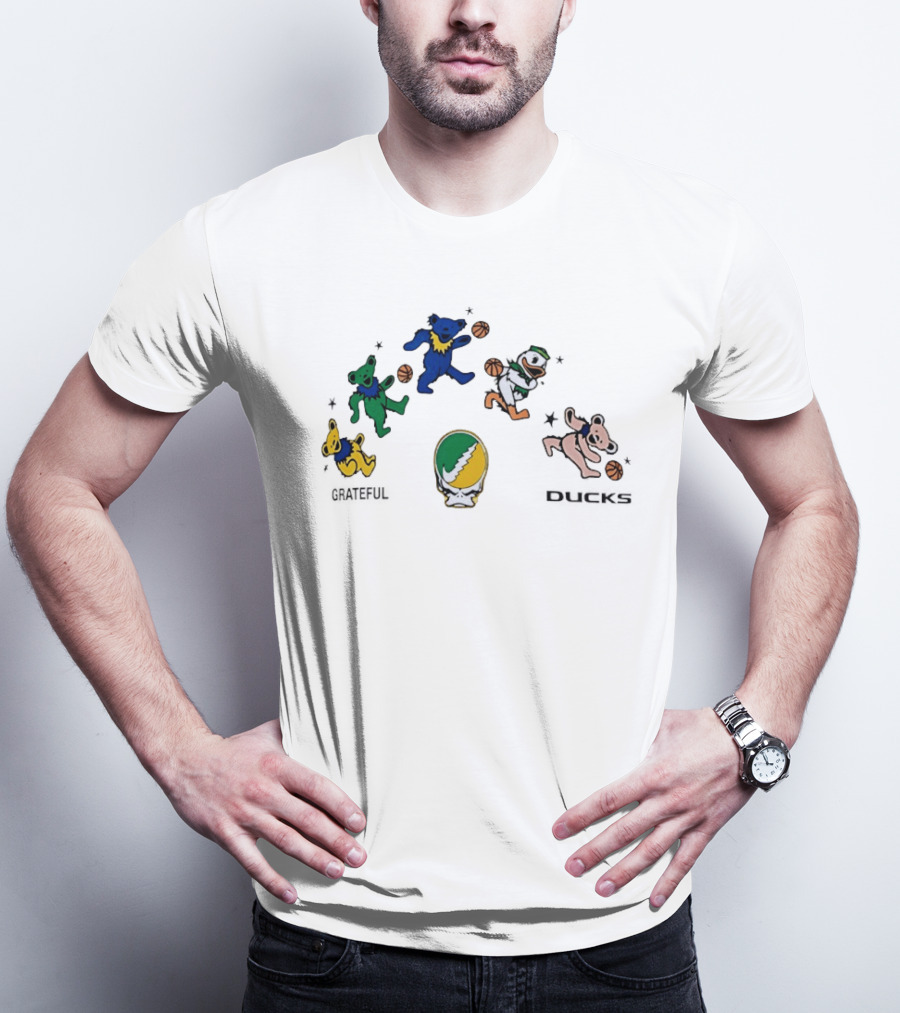 Grateful Dead Dancing Bears Oregon Ducks Basketball Collaboration T-Shirt