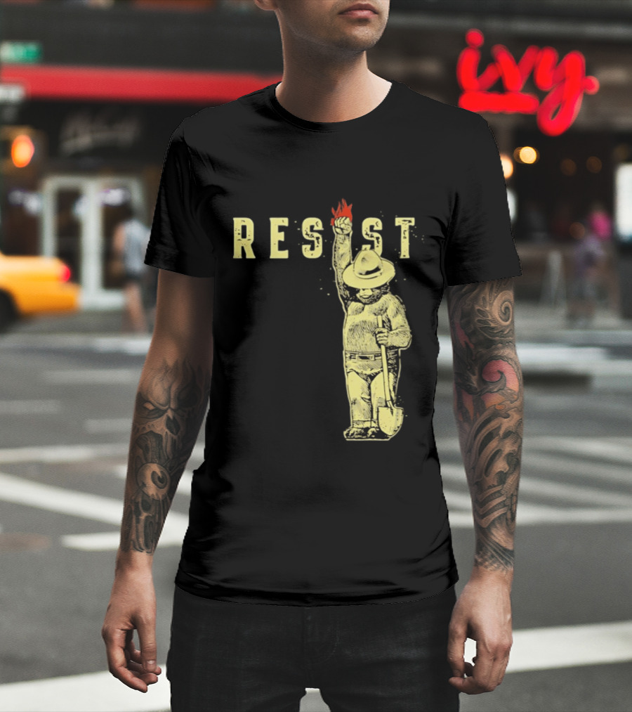 Protect Our National Parks Bear Resist Fist Fire Shovel T-Shirt