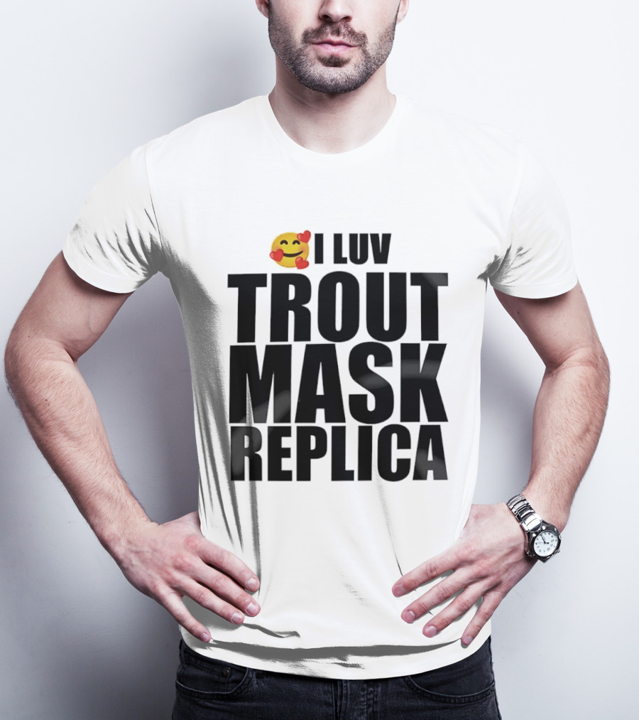 I Luv Trout Mask Replica Emoji Hearts T-Shirt
