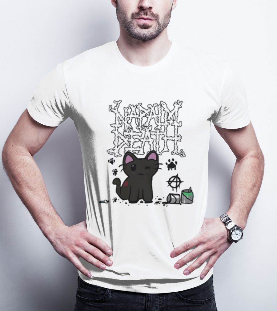 Napalm Death There Is No Authority But Cats Black Cat T-Shirt